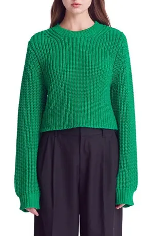 English Factory Crewneck Crop Sweater - Green
