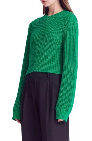 English Factory Crewneck Crop Sweater - Green