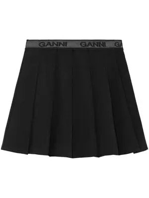 GANNI Light Twill Pleated Mini Skirt