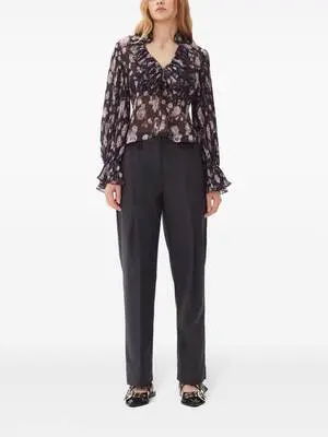 GANNI Pleated Pinstripe Trousers