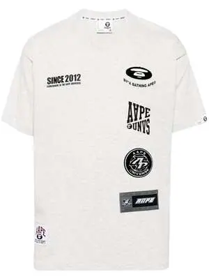 AAPE BY *A BATHING APE® Moonface Logo Printed Short Sleeve Tee - Grey