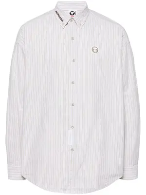 AAPE BY *A BATHING APE Logo-patch Striped Shirt - Neutrals