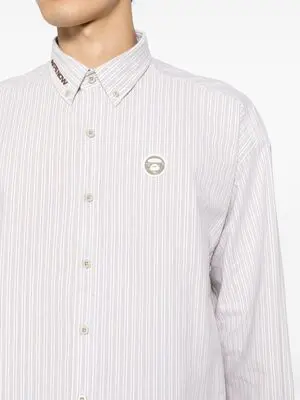 AAPE BY *A BATHING APE Logo-patch Striped Shirt - Neutrals