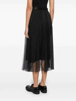 JNBY Pleated A-line Midi Skirt - Black
