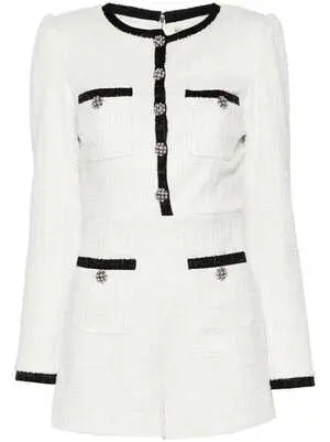 Alice + Olivia Shiloh Tweed Playsuit - White