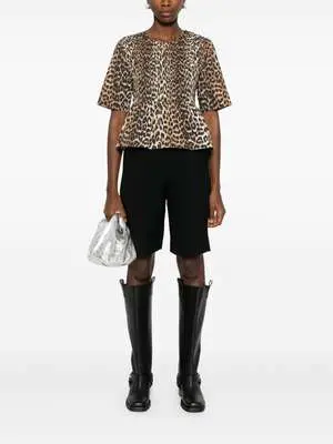 GANNI Smock Leopard Printed Blouse - Brown