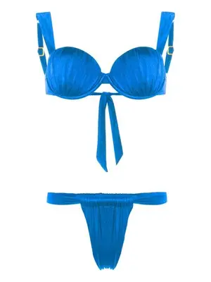 NOIRE SWIMWEAR Ruched Balconette Bikini - Blue