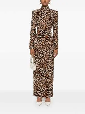 ROWEN ROSE Leopard-print Maxi Dress