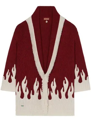 Alanui Flame-motif Wool-blend Cardigan - Red