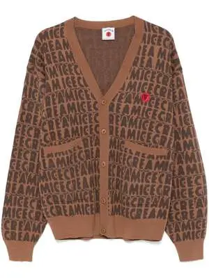 ICECREAM Text Print Cardigan