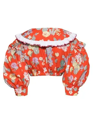 MERYLL ROGGE Wide-collar Cropped Top