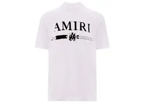 Amiri Ma Bar Applique Logo Tee Shirt - White/black