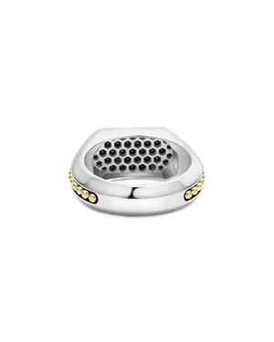 Lagos 18k Yellow Gold And Sterling Silver Black Diamond Ring