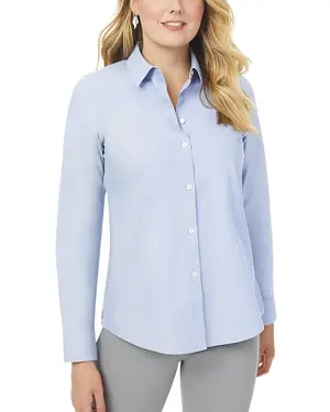 Foxcroft Dianna Long Sleeve Shirt - Blue Wave