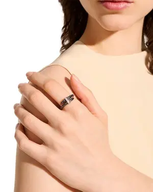John Hardy Dark Sterling Spear Diamond Wrap Ring - Silver