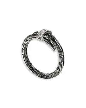 John Hardy Dark Sterling Spear Diamond Wrap Ring - Silver