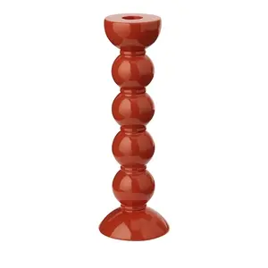 ADDISON ROSS Lacquered Bobbin-shaped Candlestick, Tall - Orange
