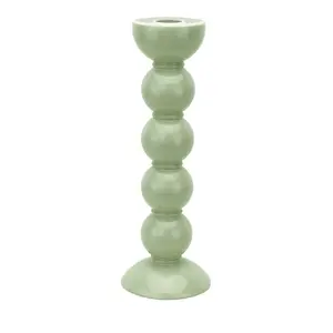 ADDISON ROSS Lacquered Bobbin-shaped Candlestick, Tall - Sage