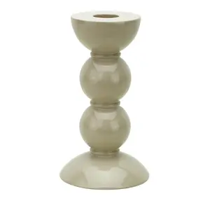ADDISON ROSS Lacquered Bobbin-shaped Candlestick, Medium - Cappuccino