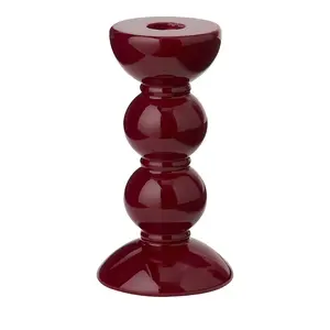 ADDISON ROSS Lacquered Bobbin-shaped Candlestick, Medium - Cherry