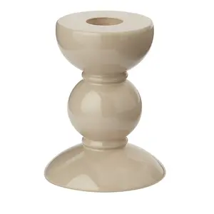 ADDISON ROSS Lacquered Bobbin-shaped Candlestick, Small - Cappuccino