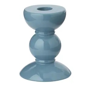 ADDISON ROSS Lacquered Bobbin-shaped Candlestick, Small - Chambray