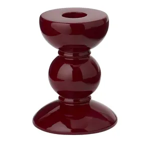 ADDISON ROSS Lacquered Bobbin-shaped Candlestick, Small - Cherry