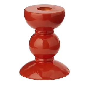 ADDISON ROSS Lacquered Bobbin-shaped Candlestick, Small - Orange