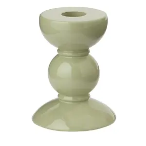 ADDISON ROSS Lacquered Bobbin-shaped Candlestick, Small - Sage