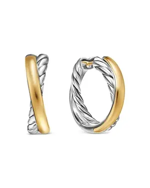 David Yurman Crossover Hoop Earrings - Gold/silver