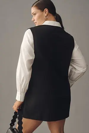 Maeve Long-sleeve Twofer Pinafore Mini Dress