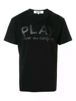 Play Comme Des Garcon Logo Print Cotton T-shirt - Black