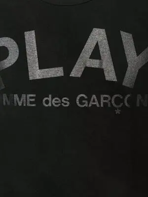 Play Comme Des Garcon Logo Print Cotton T-shirt - Black
