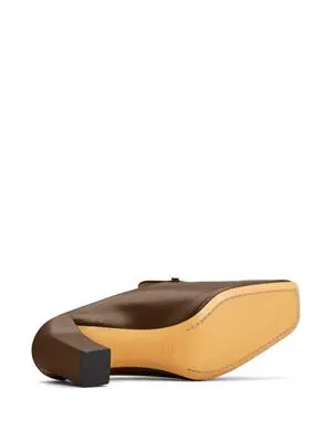TOD'S Logo-plaque Leather Mules - Brown