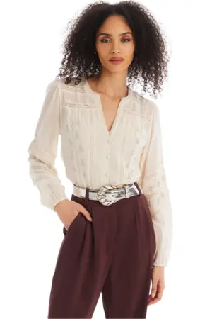 Allison Maya Beaded Blouse - Neutral