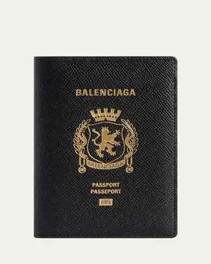 Balenciaga Passport Leather Holder - Black