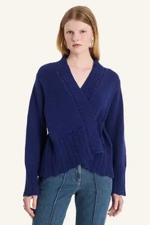 Merlette Nexilis Pointelle Wrap Cardigan - Cobalt