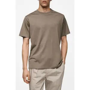 Mango Slim Fit Cotton T-shirt Medium Brown