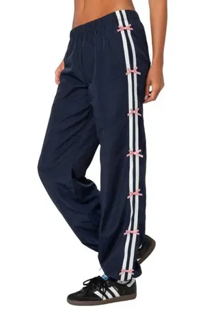 EDIKTED Bow Stripe Track Pants