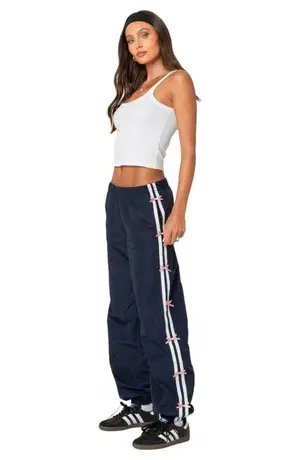 EDIKTED Bow Stripe Track Pants