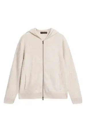 John Varvatos Catherine Hooded Cashmere Zip Cardigan
