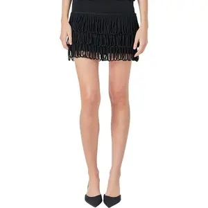 Endless Rose Tiered Fringe Mini Skirt