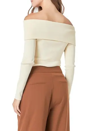 Endless Rose Folded Off-the-shoulder Rib Top