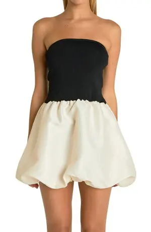 Endless Rose Voluminous Bubble Hem Strapless Minidress