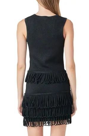Endless Rose Metallic Knit Fringe Tank