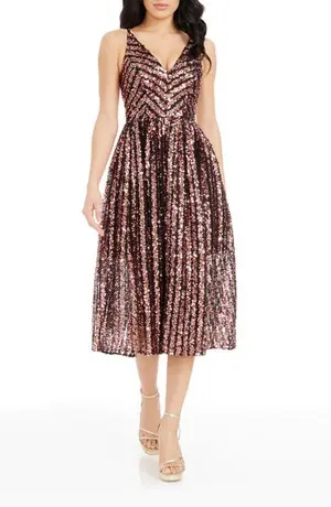 Dress The Population Haley Sequin Stripe A-line Cocktail Dress