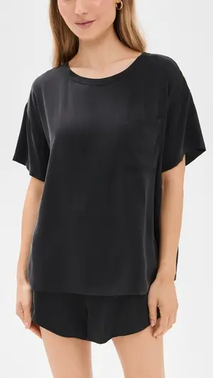 Lunya Washable Silk Tee Short Set - Immersed Black