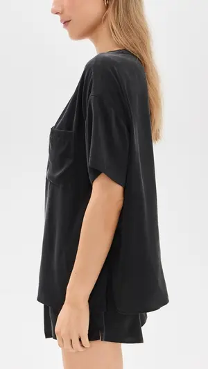 Lunya Washable Silk Tee Short Set - Immersed Black