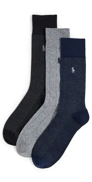 Ralph Lauren Classic Pattern Dress Socks - 3 Pack Nvmul (491)