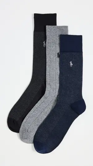 Ralph Lauren Classic Pattern Dress Socks 3 Pack - Nvmul (491)